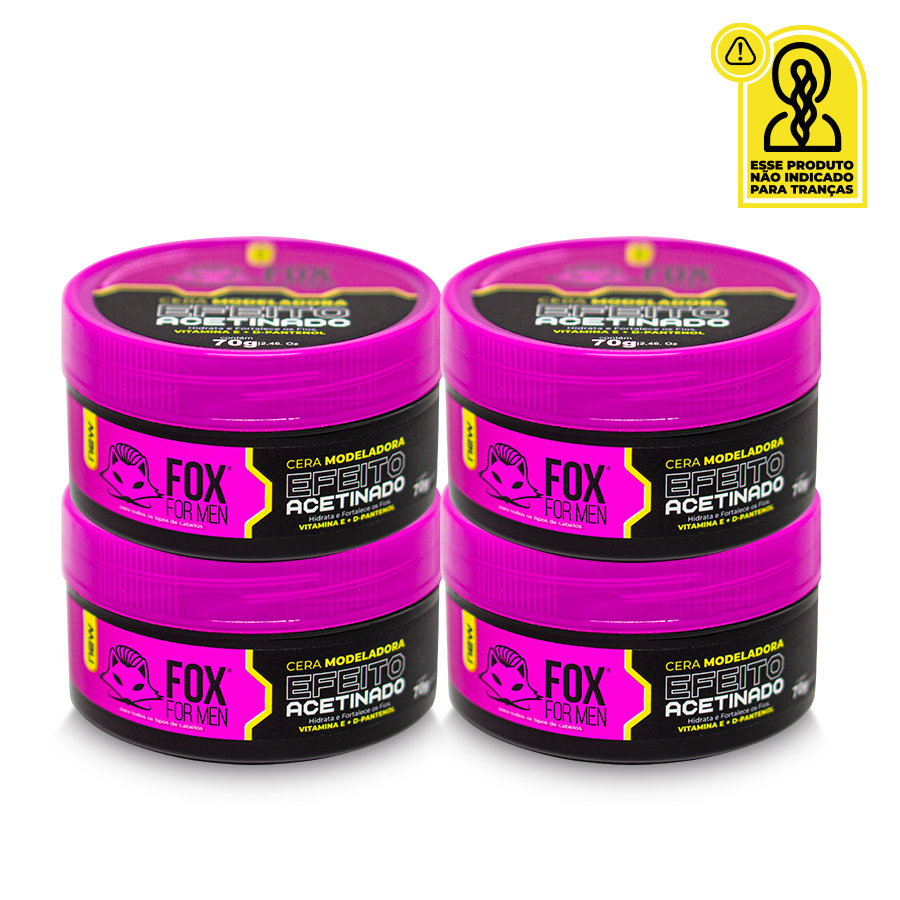 Cera Modeladora Efeito Acetinado - 70g - 4 unidades - FOX FOR MEN