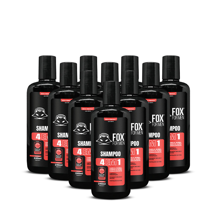 SHAMPOO 4 EM 1 240ML - FOX FOR MEN - 10 UNIDADES - FOX FOR MEN