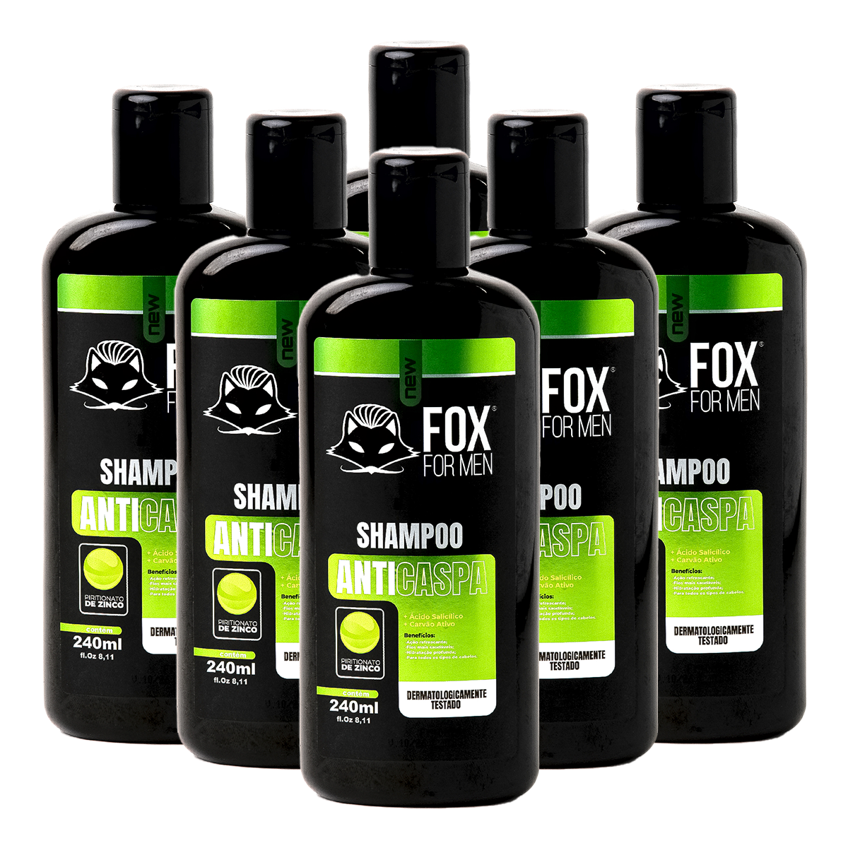 Shampoo Anti-Caspa 240ml - Fox For Men - 6 Unidades - FOX FOR MEN