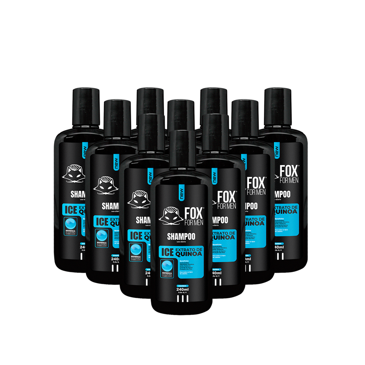 SHAMPOO ICE 240ML - FOX FOR MEN - 10 UNIDADES - FOX FOR MEN