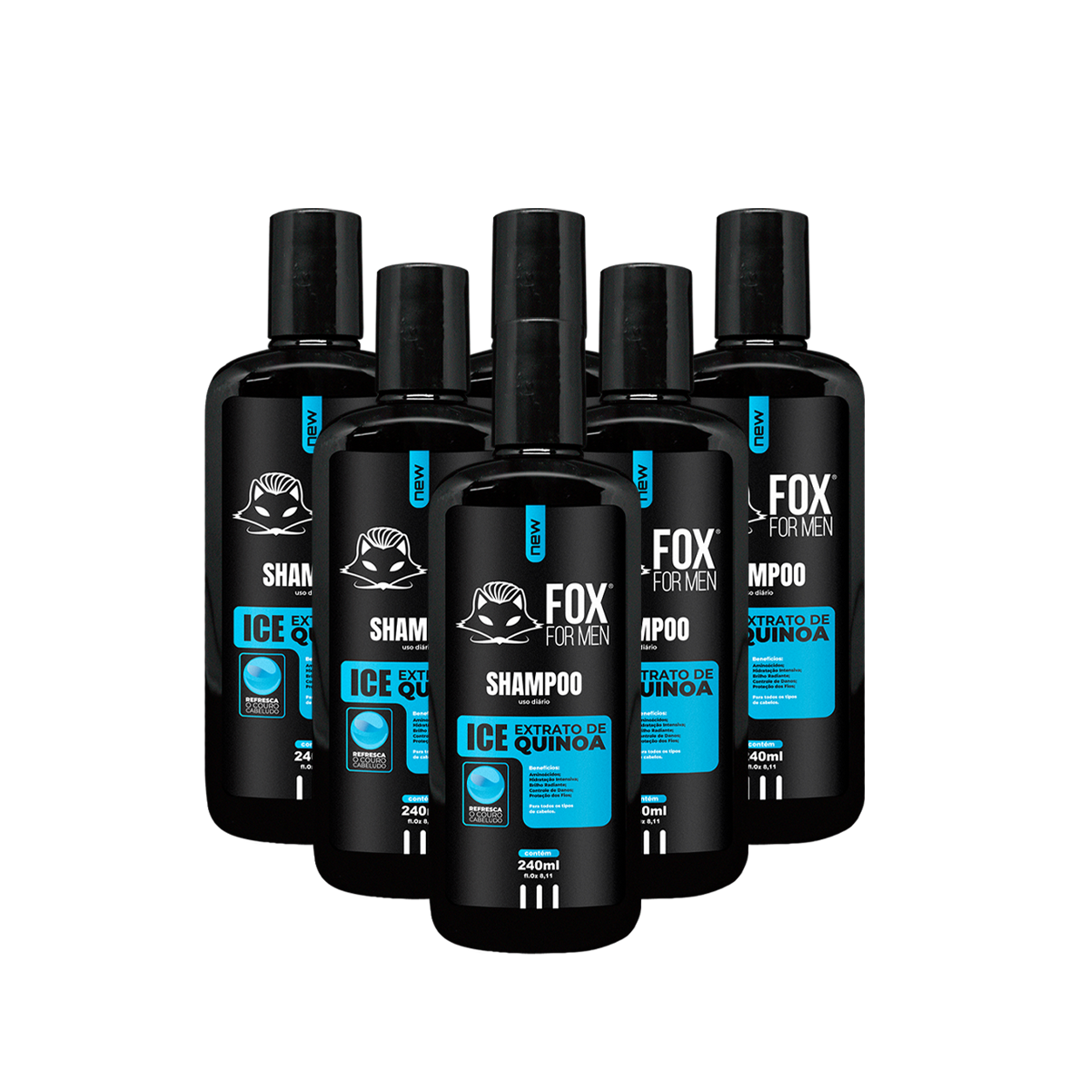 SHAMPOO ICE 240ML - FOX FOR MEN - 6 UNIDADES - FOX FOR MEN