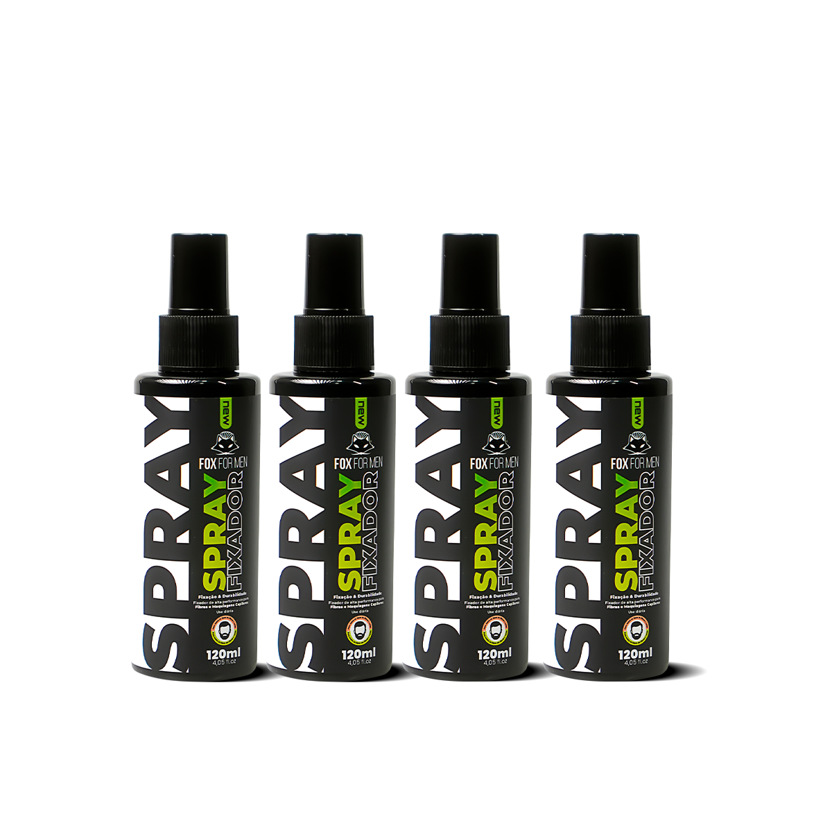 SPRAY FIXADOR DE FIBRA CAPILAR 04 UNIDADES 120ML - FOX FOR MEN